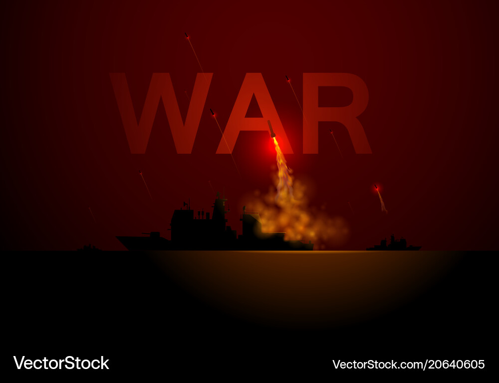 War ship missile launch on sea Royalty Free Vector Image