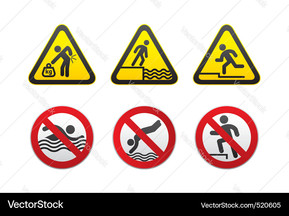 Warning hazard and prohibited signs Royalty Free Vector