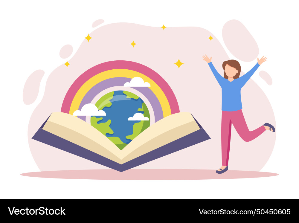 World book day flat design Royalty Free Vector Image
