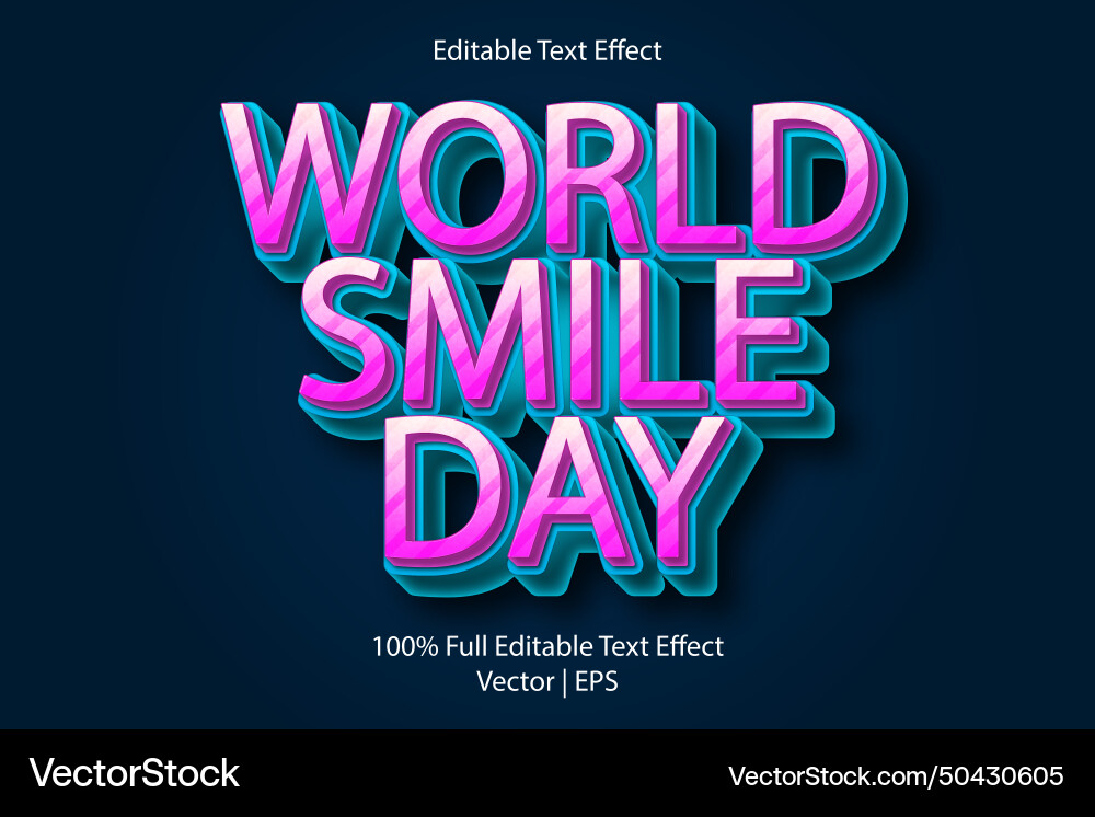 World smile day editable text effect cartoon style