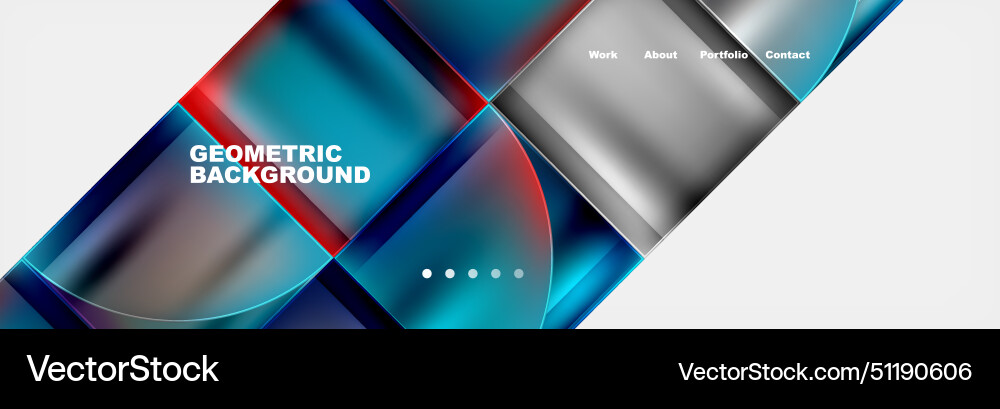 Geometric pattern of blue red and silver squares Vector Image