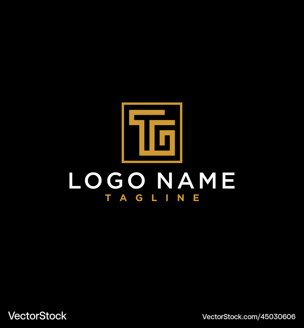 Letter tg or gt luxury abstract initial square Vector Image