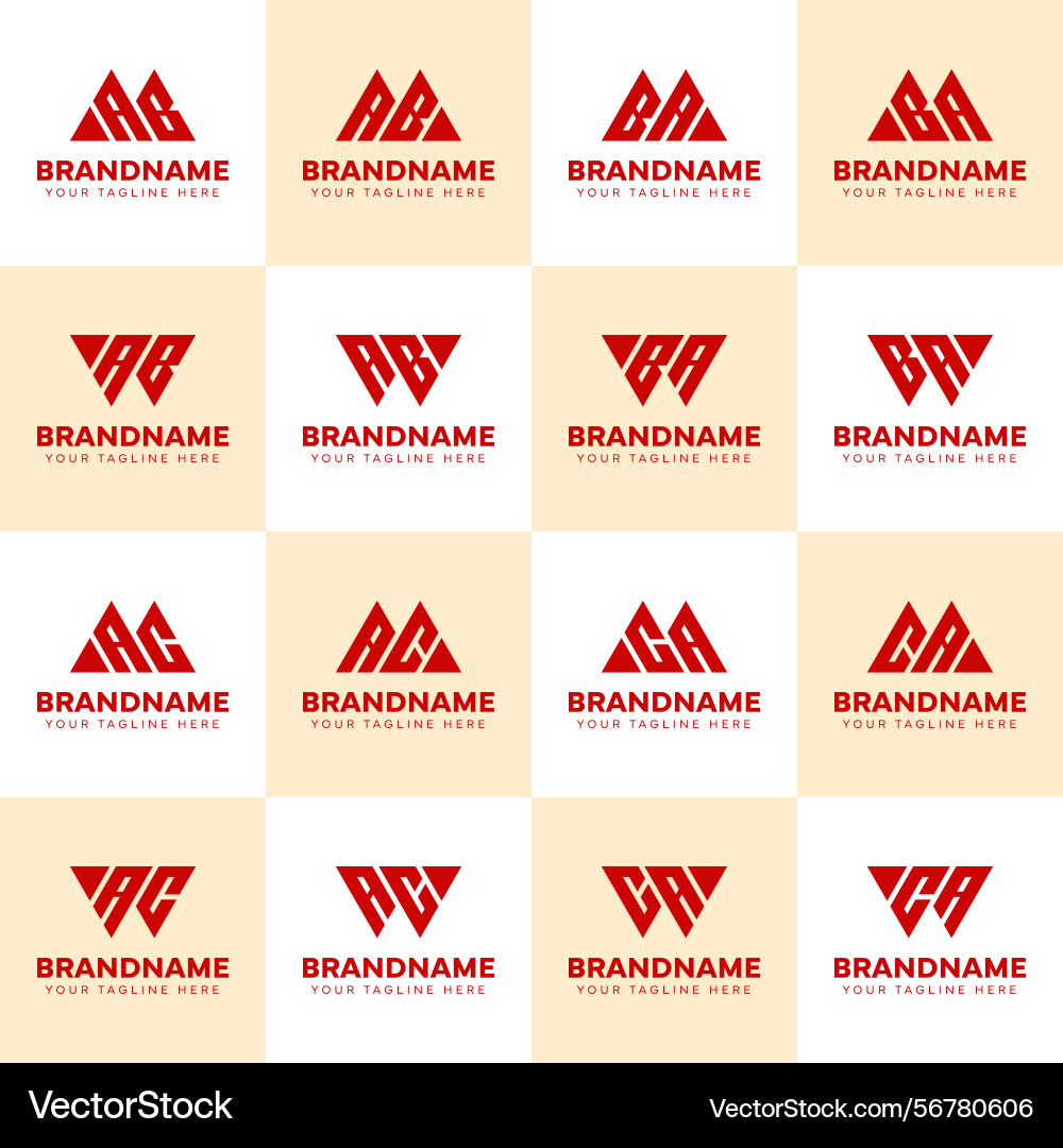 Letters mab wab mac wac ab ac logo set suitable Vector Image