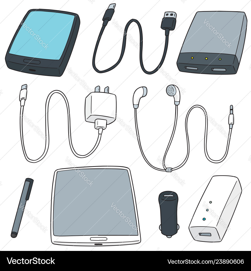 Mobile Device Accessories Collection Royalty Free Vector