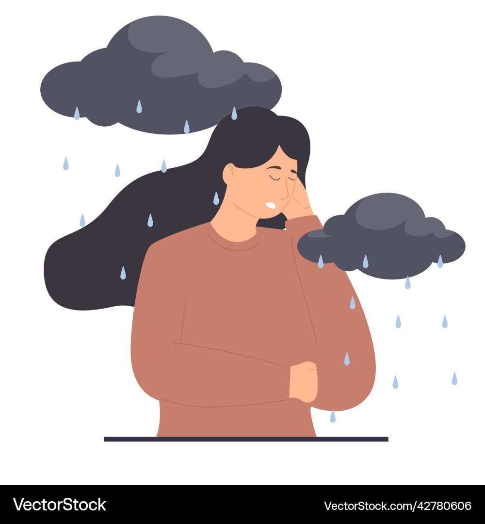 Sad depressed person crying depression and mental Vector Image