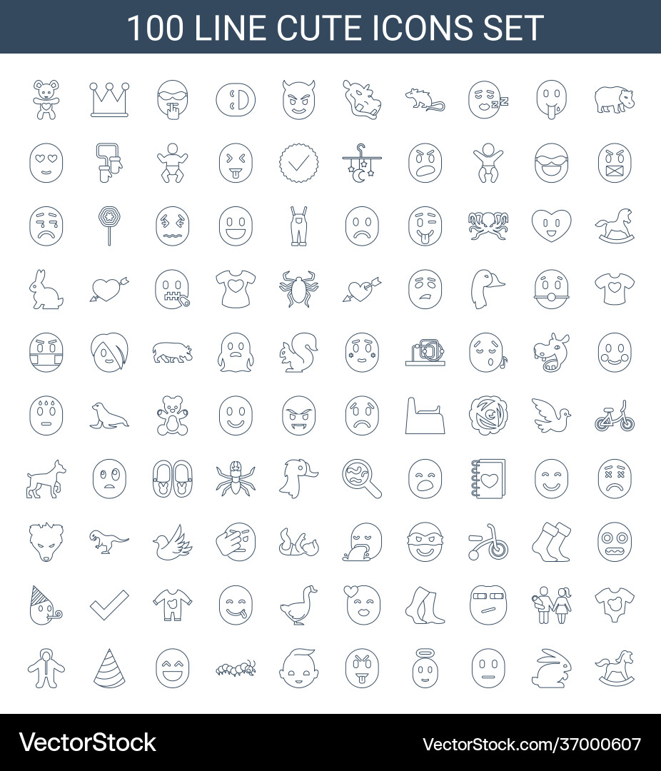 100 cute icons (37000607) – Free Vector | VectorStock