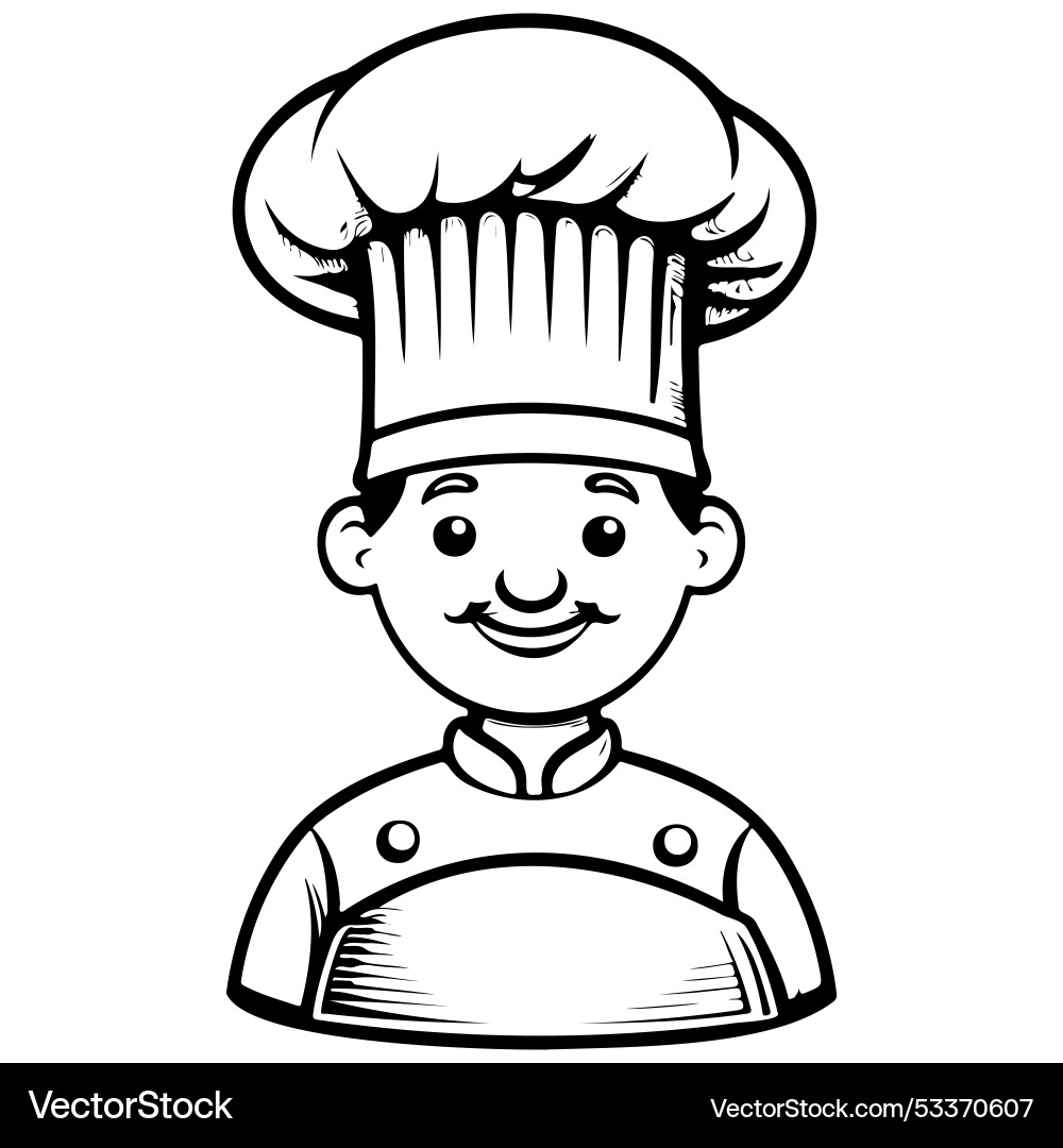 Chef hat isolated hand drawn line transparent Vector Image