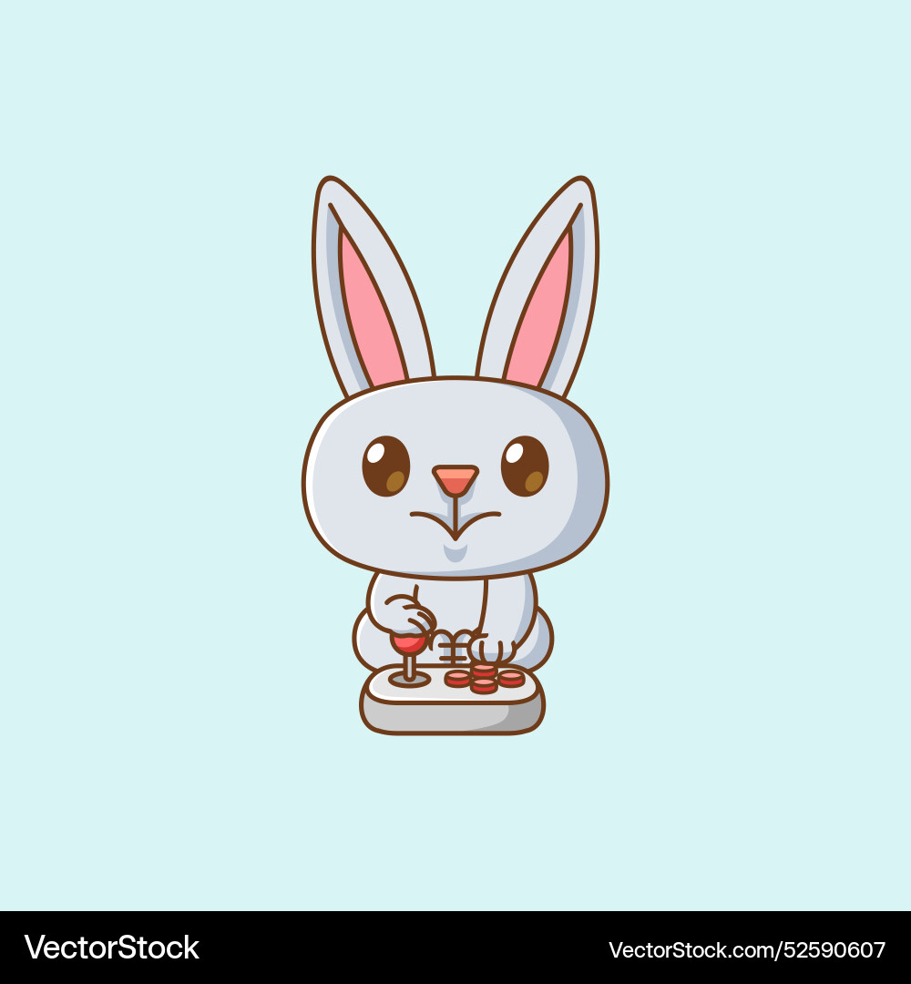 Cute rabbit gamer playing game with joystick Vector Image