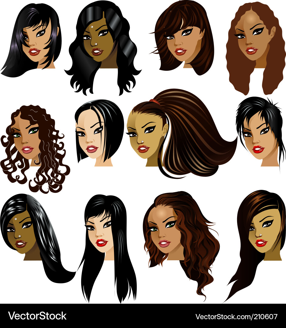Female faces Royalty Free Vector Image - VectorStock