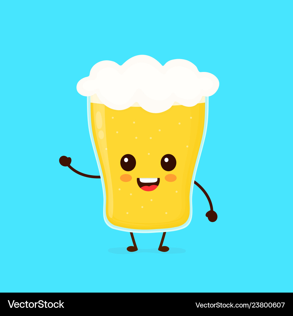 Happy cute smiling funny glass Royalty Free Vector Image