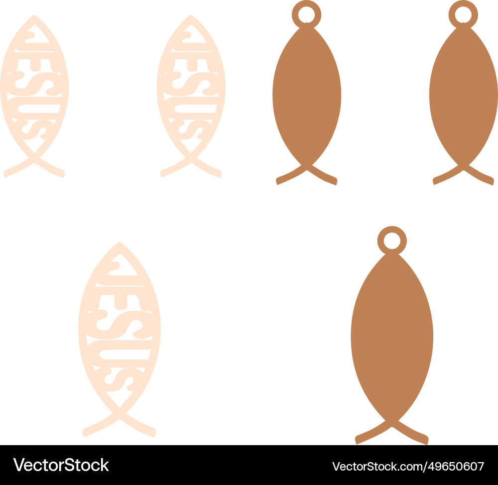 Ichthys multilayer template crafting jewelry Vector Image