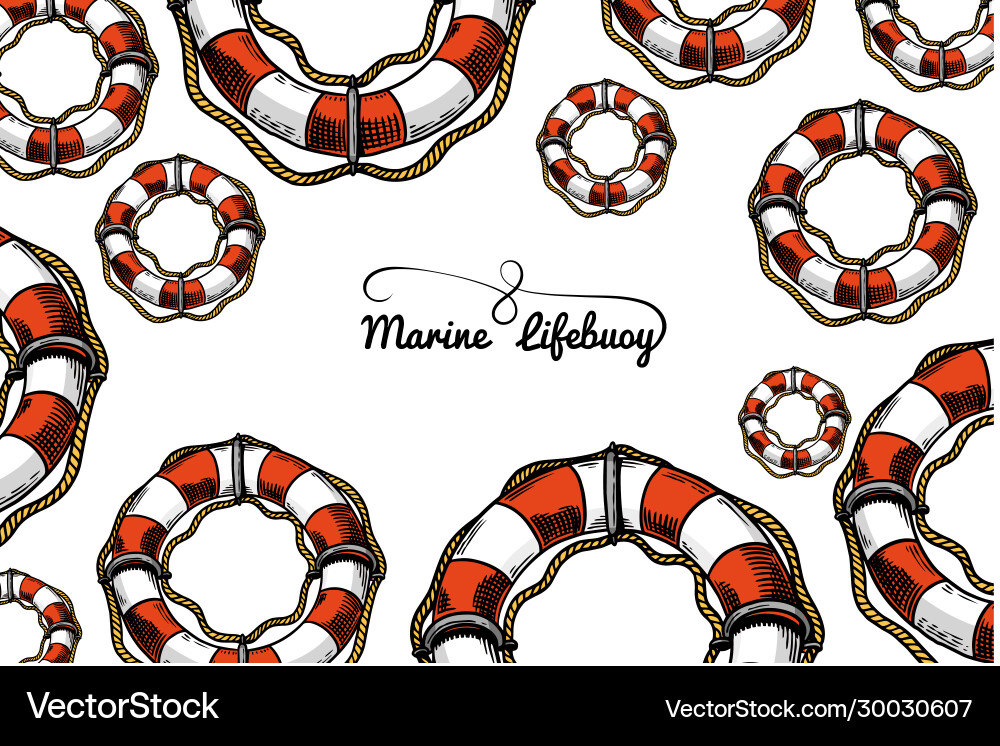 Nautical Marine Lifebuoy Poster Royalty Free Vector Image