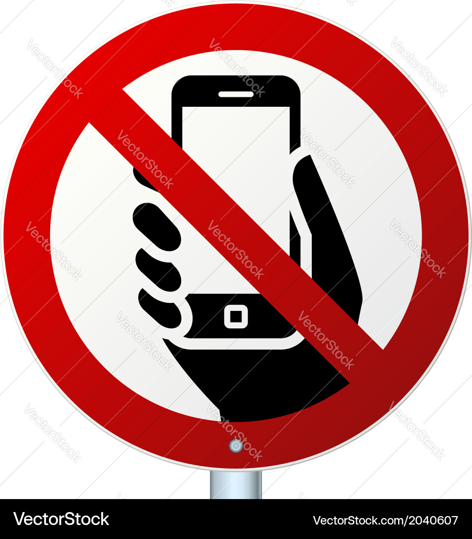 No mobile phones sign over white Royalty Free Vector Image