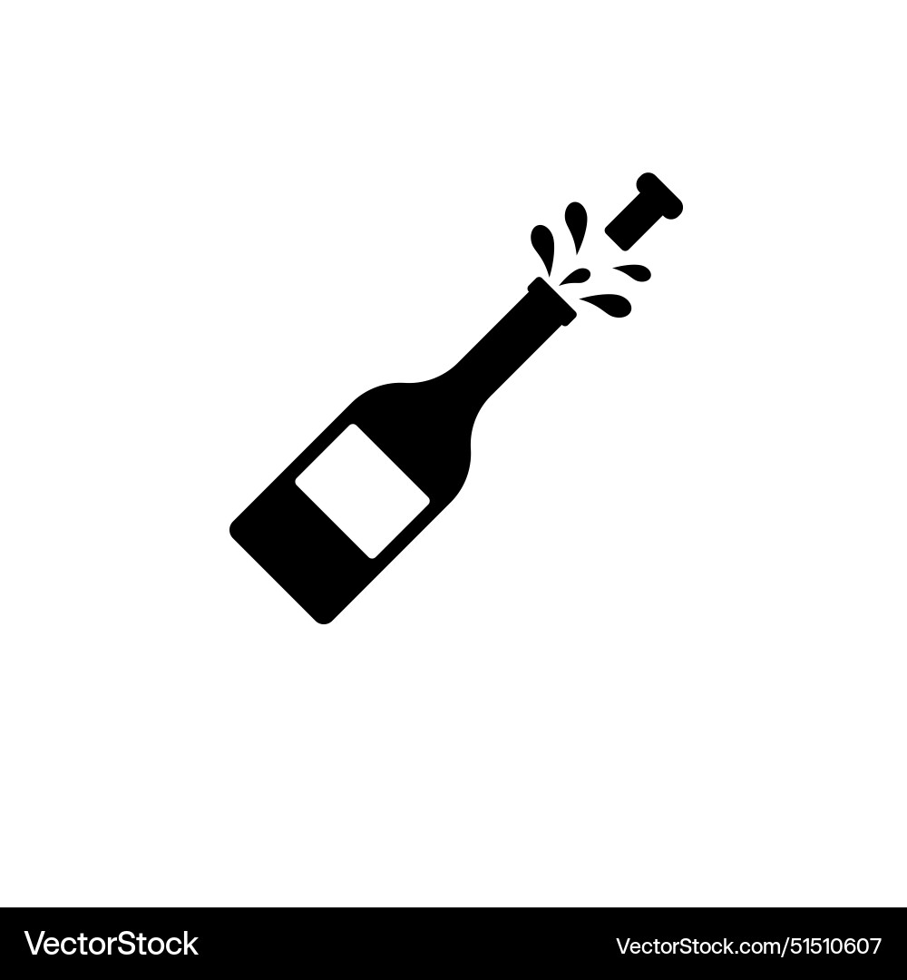 Opened champagne bottle cork explosion solid flat Vector Image