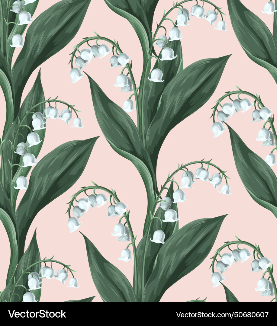 Seamless pattern with lilies of the valley Vector Image