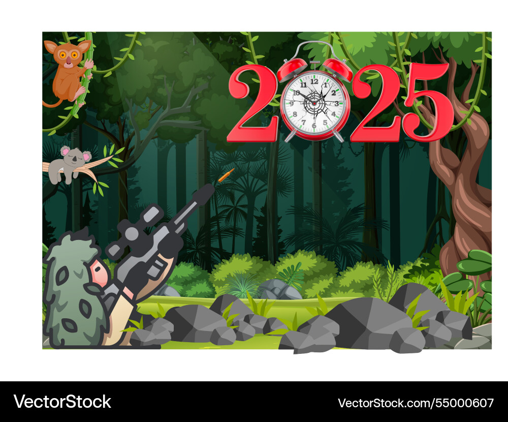 Sniper forest strike - 2025 target Royalty Free Vector Image