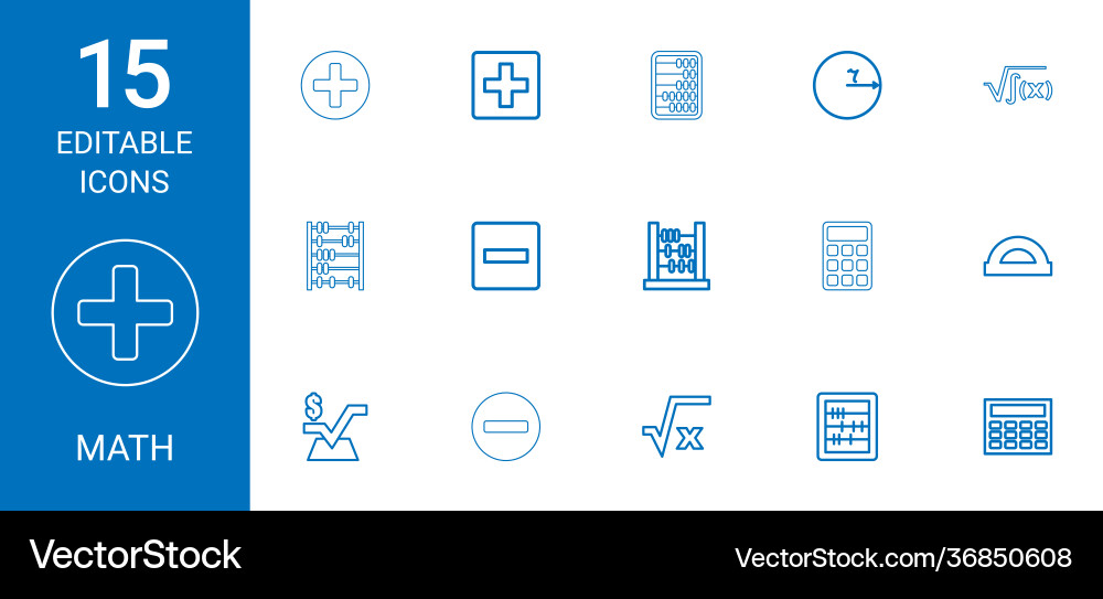 15 math icons Royalty Free Vector Image - VectorStock
