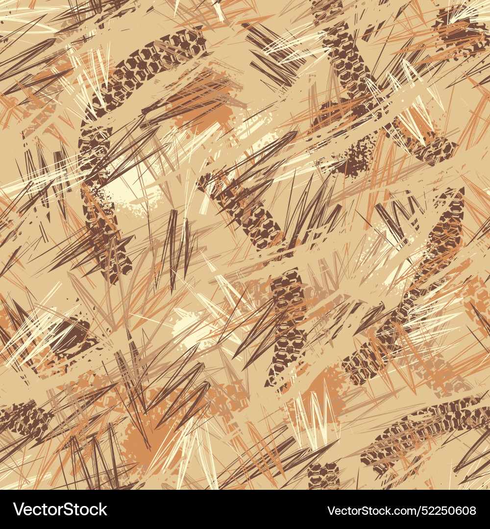 Camo pattern with chaotic grunge zigzag lines Vector Image