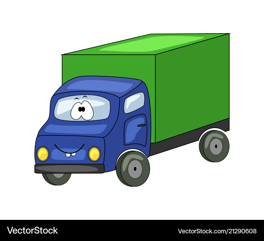 Cute cartoon green truck Royalty Free Vector Image