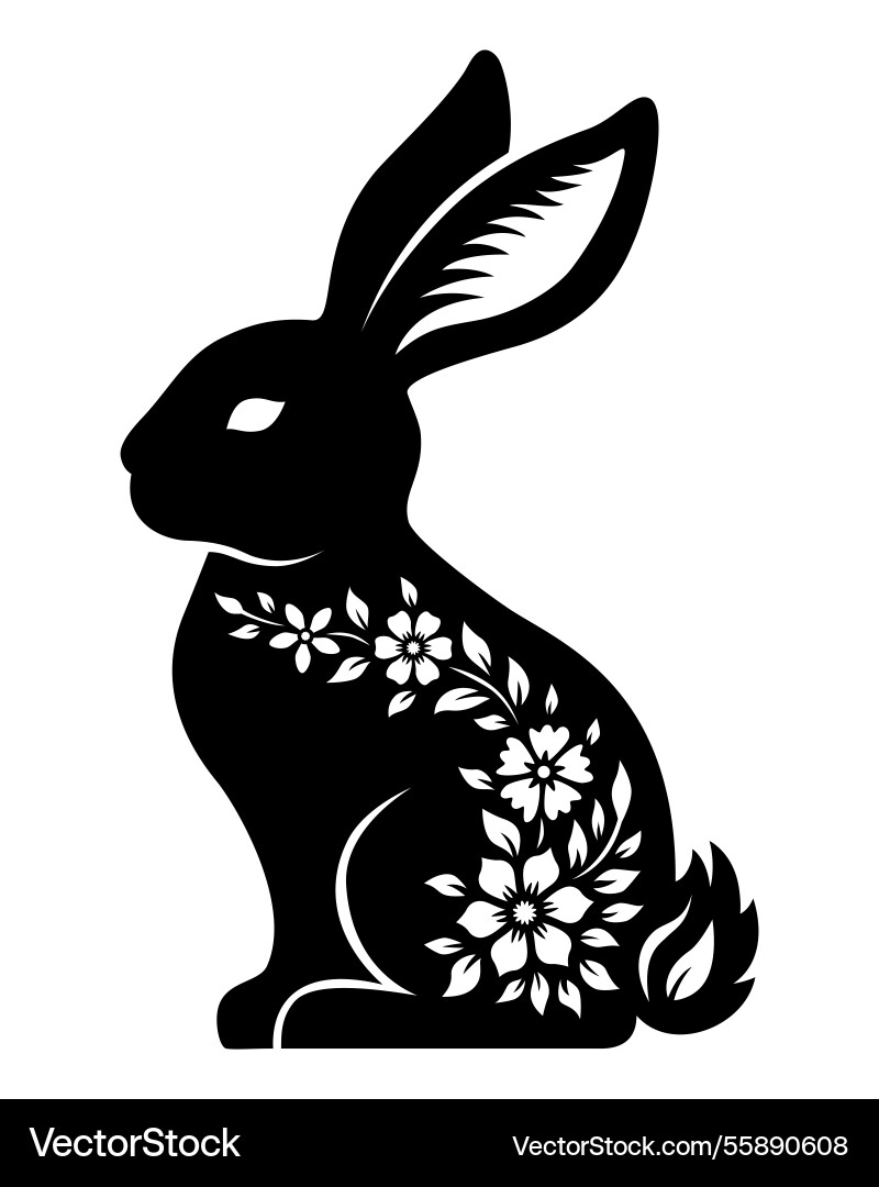 Easter bunny template with flowers Royalty Free Vector Image