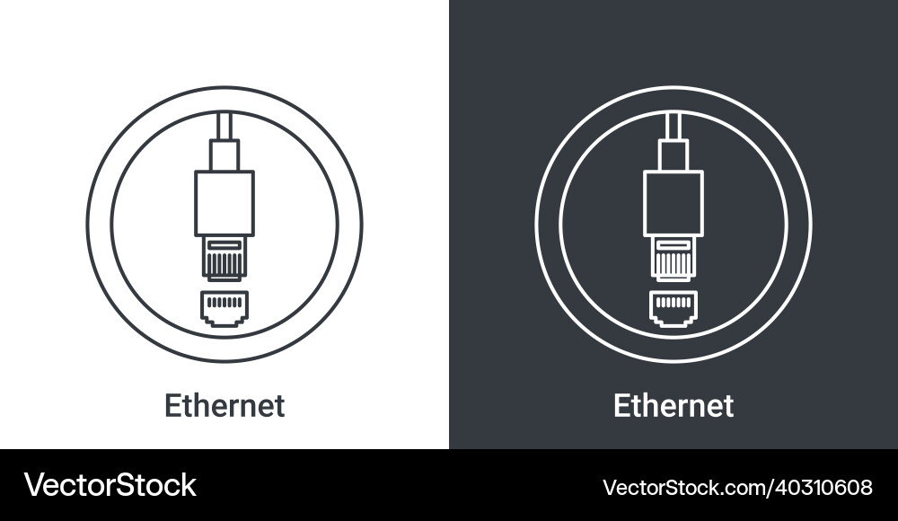 Ethernet port icon computer connectors signs Vector Image