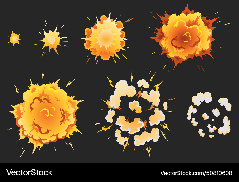 Explosion animation effect for game separate Vector Image