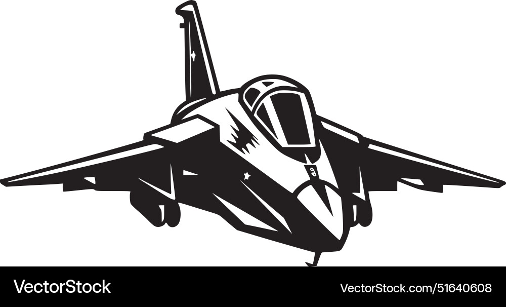 Fighter jet - black and white isolated icon Vector Image