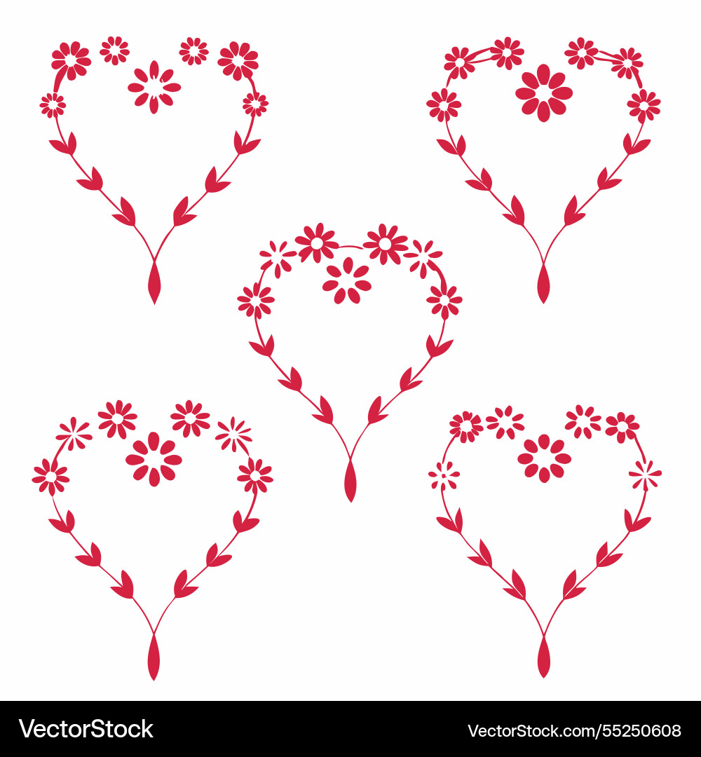 Floral heart frame design romantic decorative Vector Image