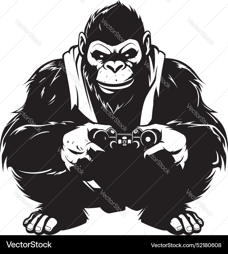 Gaming gorilla grip strong primate emblem mighty Vector Image