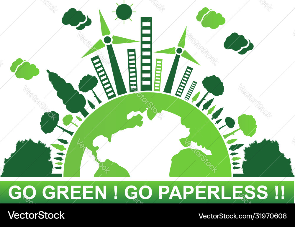 Go Green Paperless Icon Royalty Free Vector Image