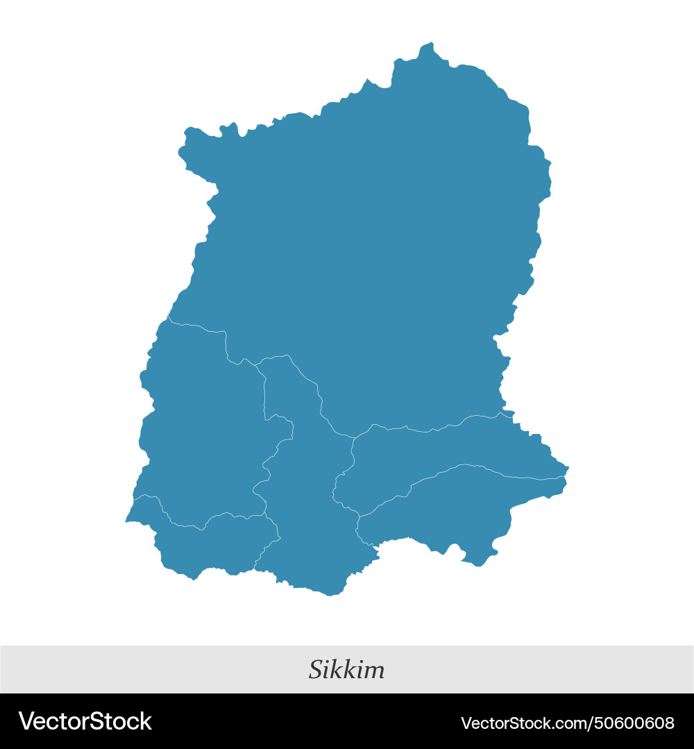 Map of sikkim is a state india with districts Vector Image