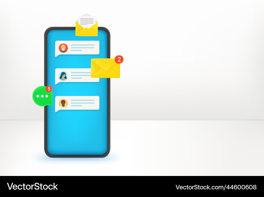 Mobile Phone with Notifications Royalty Free Vector Image