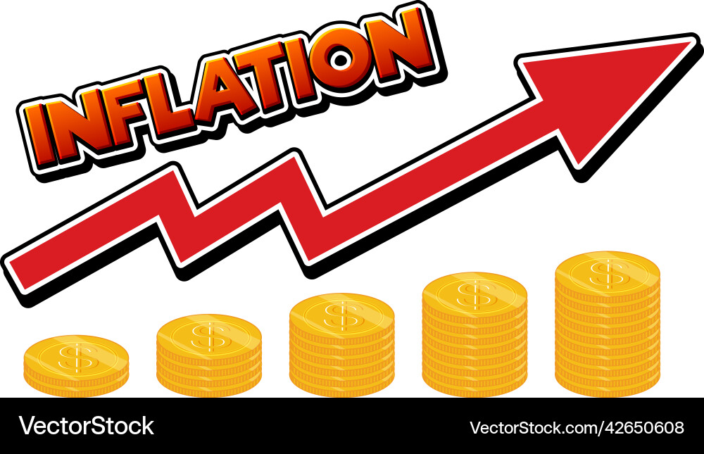 Red arrow going up with inflation word Royalty Free Vector