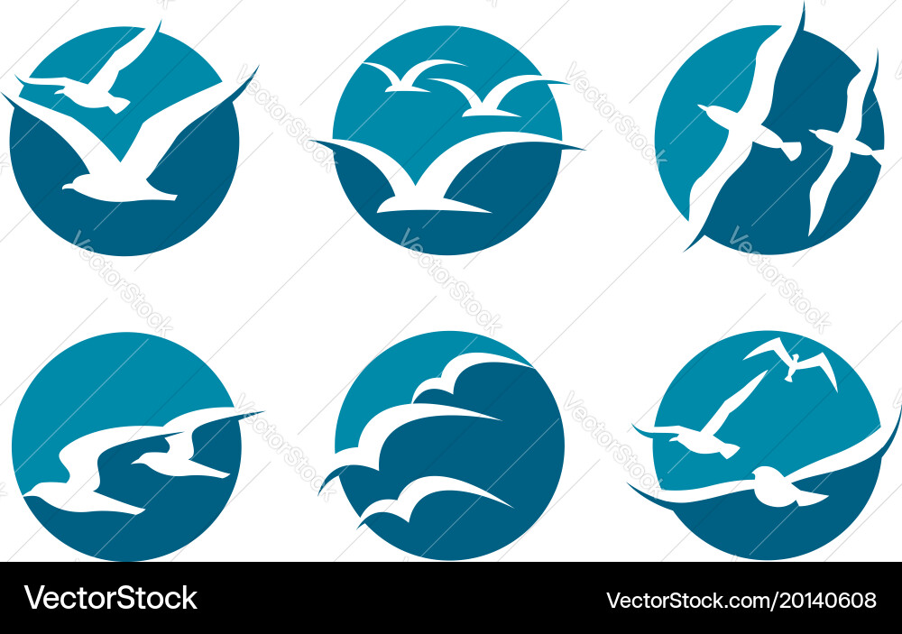 Seagull icon set Royalty Free Vector Image - VectorStock