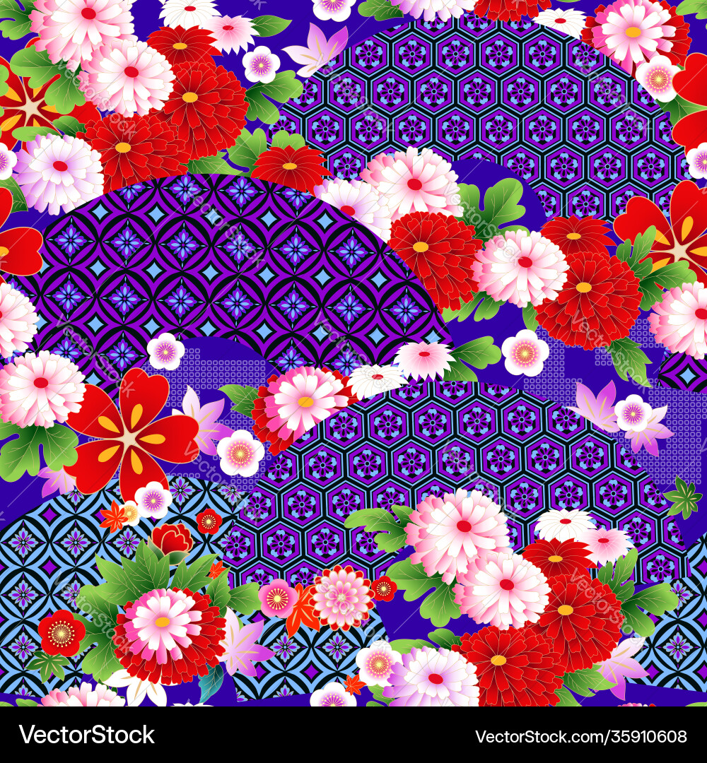 Seamless wallpaper with fans Royalty Free Vector Image