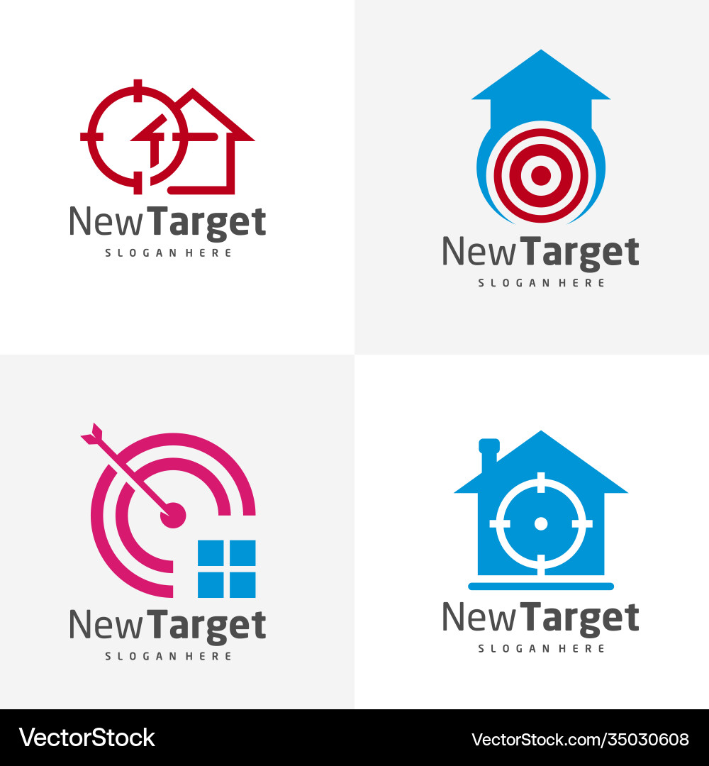 Set home target logo template creative Royalty Free Vector