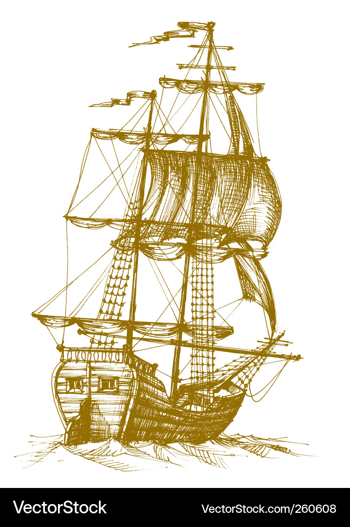 Vintage sailboat Royalty Free Vector Image - VectorStock