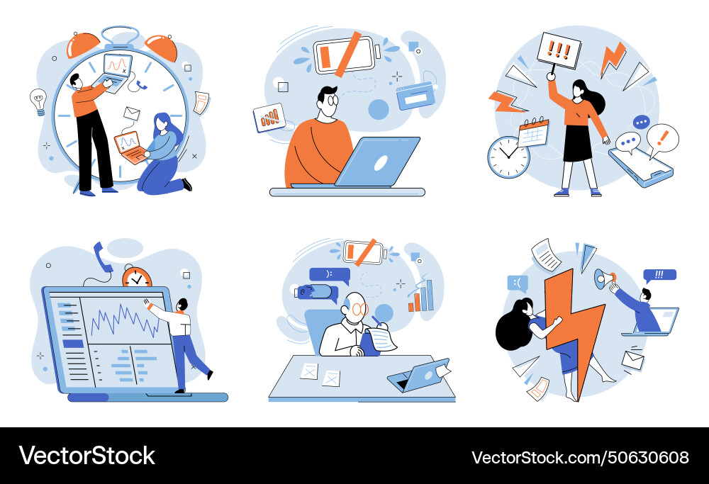 Working hard tight deadlines and overwhelming Vector Image