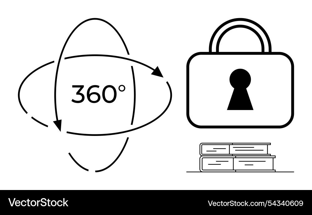 360 degree rotation symbol security lock and Vector Image