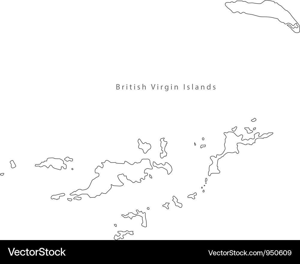 Black white british virgin islands outline map Vector Image