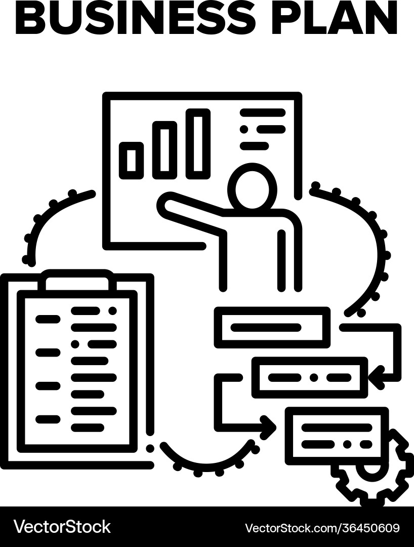 Business plan black Royalty Free Vector Image - VectorStock