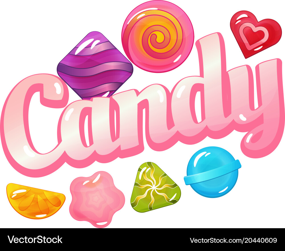 Candy logo with sweet candies Royalty Free Vector Image