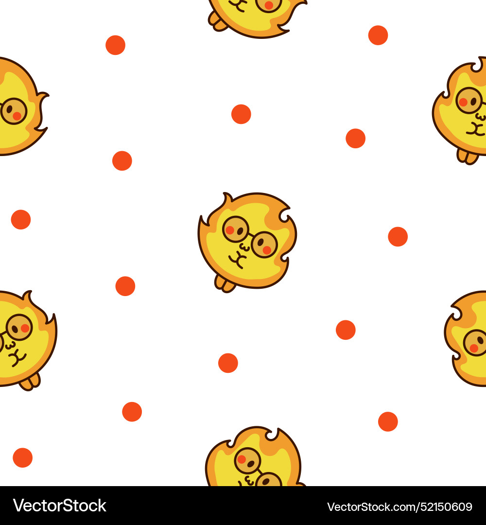 Cute kawaii fire character seamless pattern Vector Image
