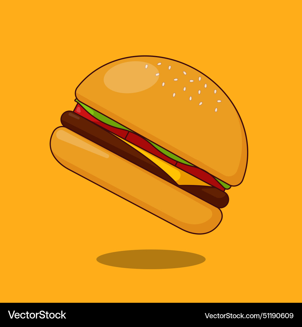 Flat burger icon fastfood Royalty Free Vector Image