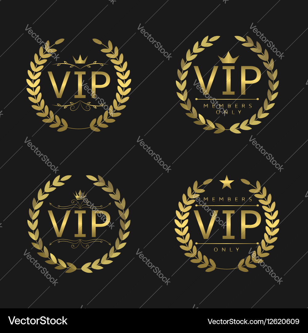Golden VIP Laurel Wreath Set Royalty Free Vector Image