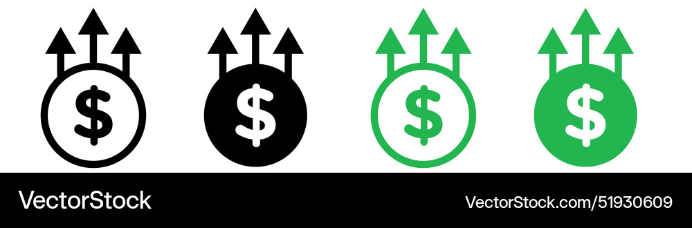 High revenue icon logo set Royalty Free Vector Image