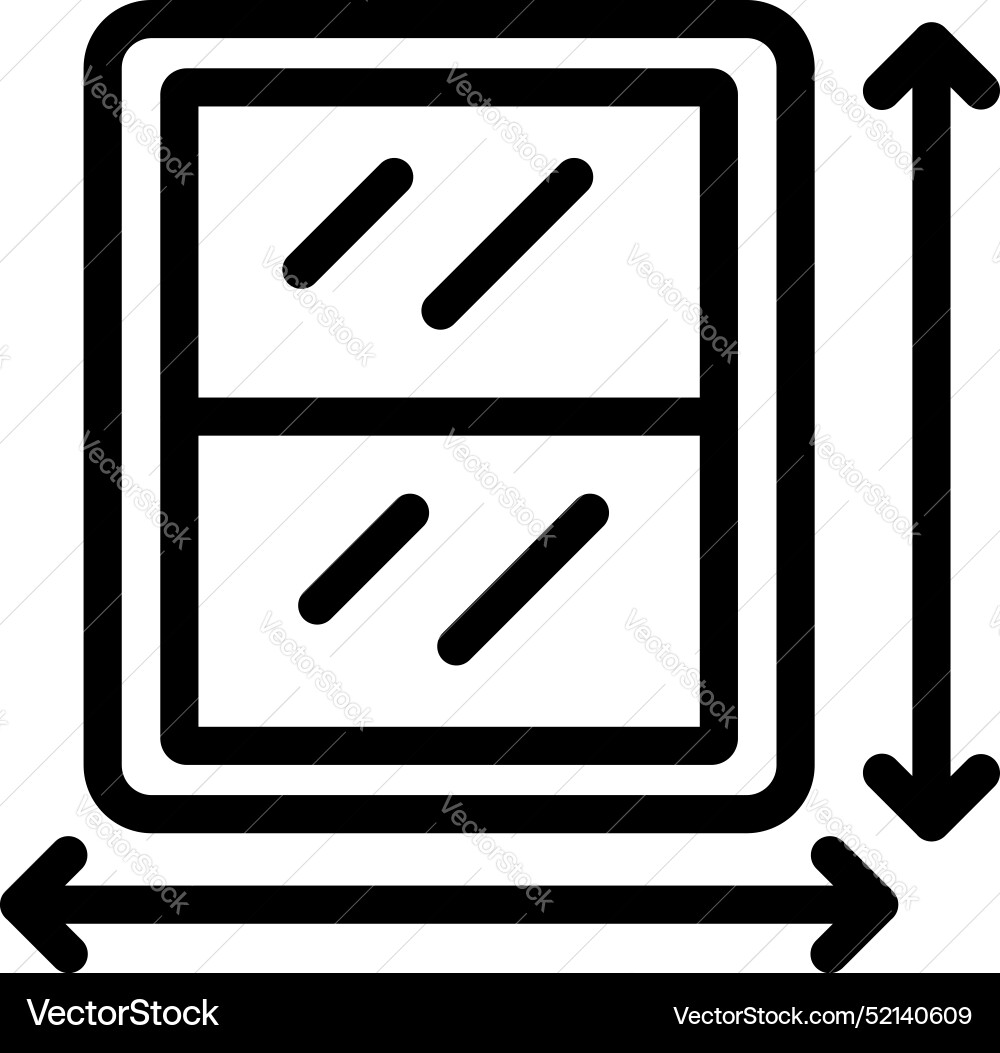 Measuring window icon depicting width and height Vector Image