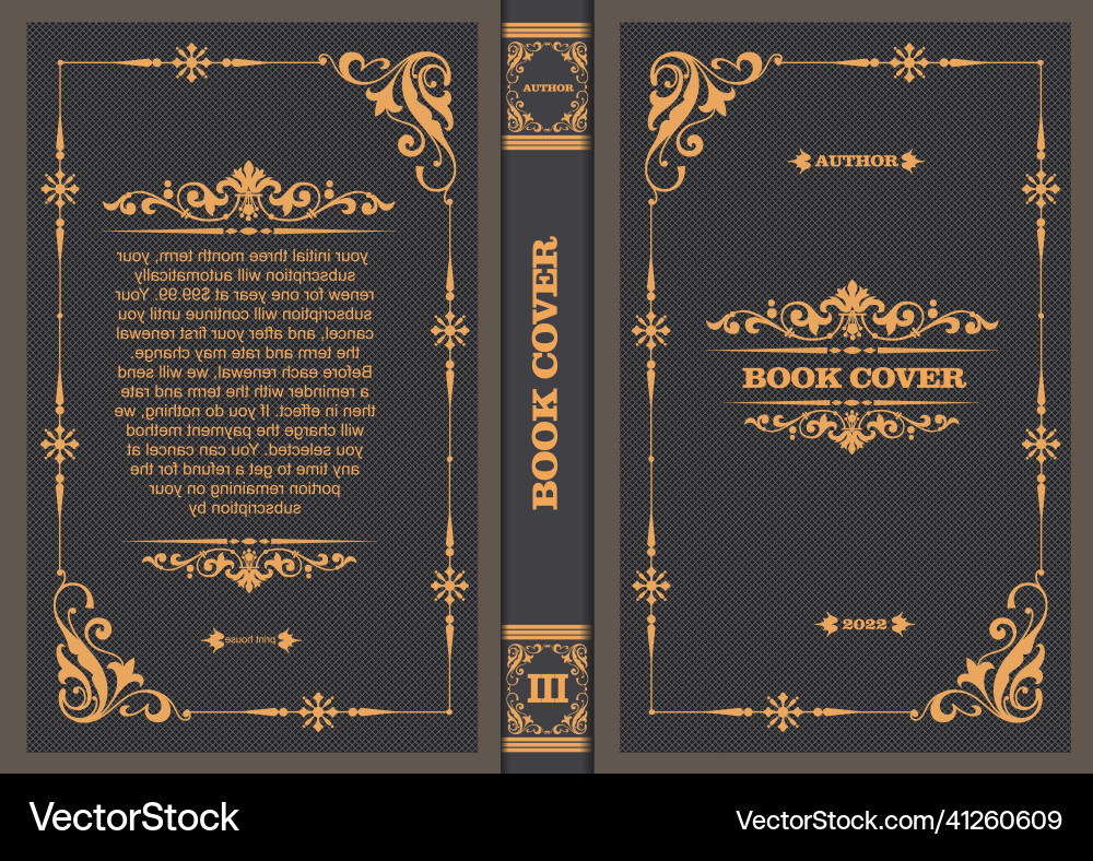 Ornate book cover and old retro ornament frames Vector Image