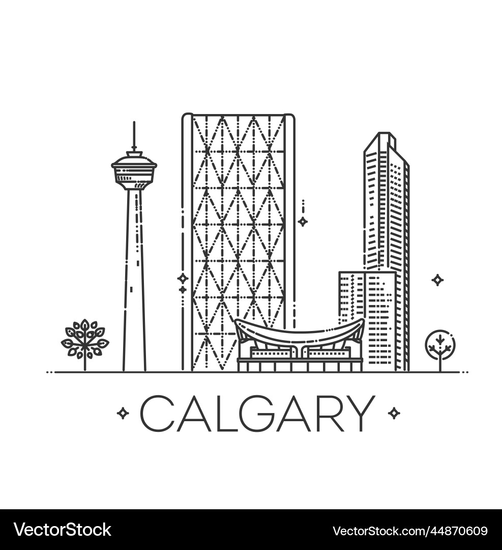 Outline calgary canada city skyline with modern Vector Image