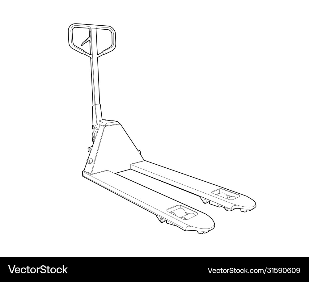 Pallet truck - linear technical drawing manual Vector Image